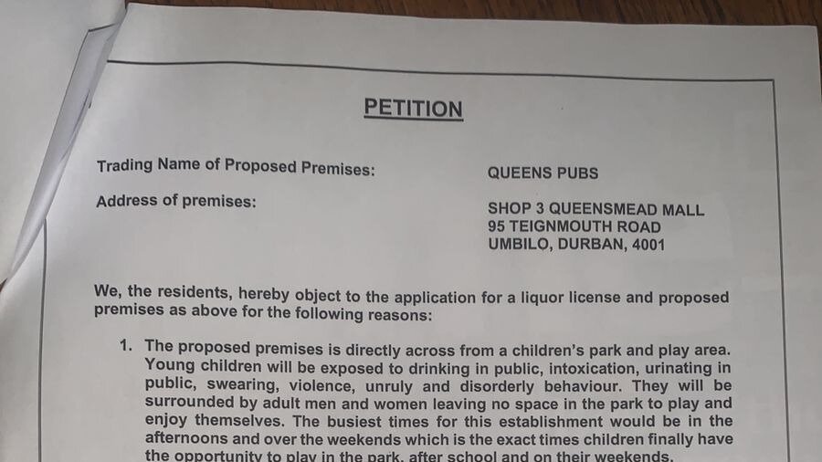 Petition · PETITION AGAINST LIQUOR LICENSE AND PROPOSED PREMISES: SHOP ...