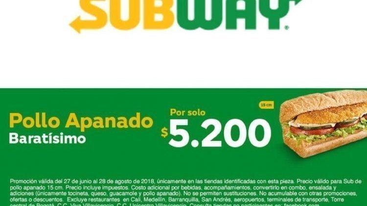 Petición · Que vuelva el sándwich Baratísimo a Subway Colombia ...