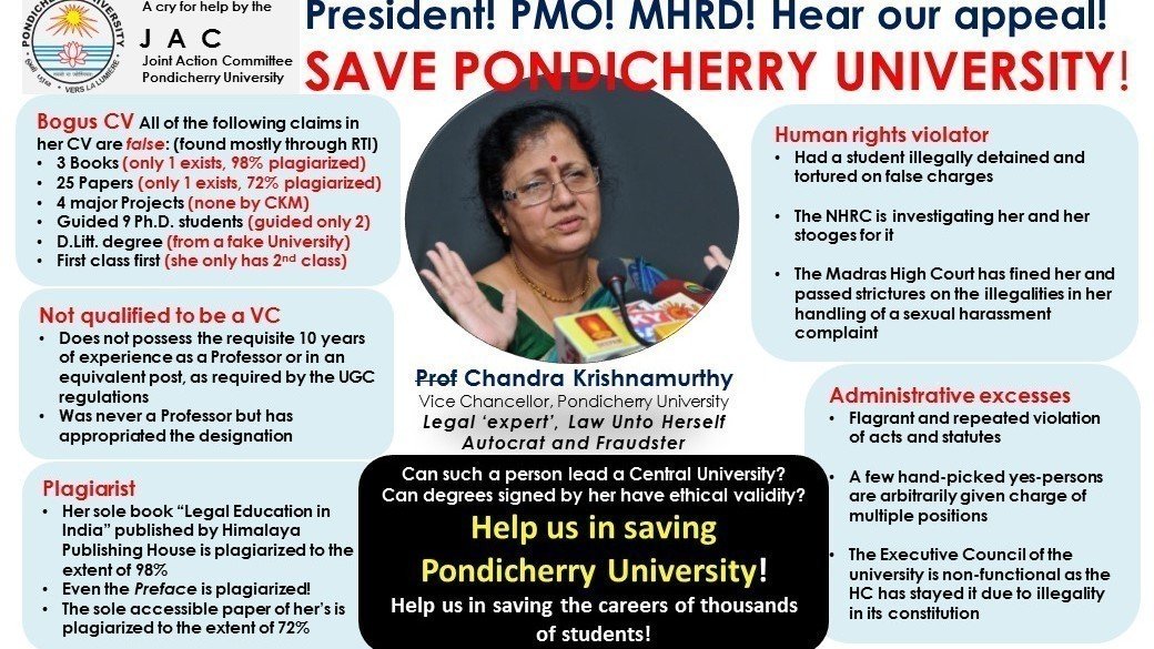 Petition · Remove Pondicherry University Vice Chancellor for Submitting ...
