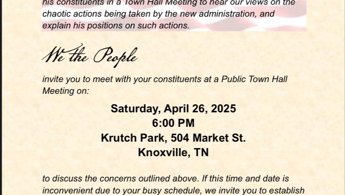 Petition · Call on Rep Tim Burchett to Attend a Town Hall Meeting ...