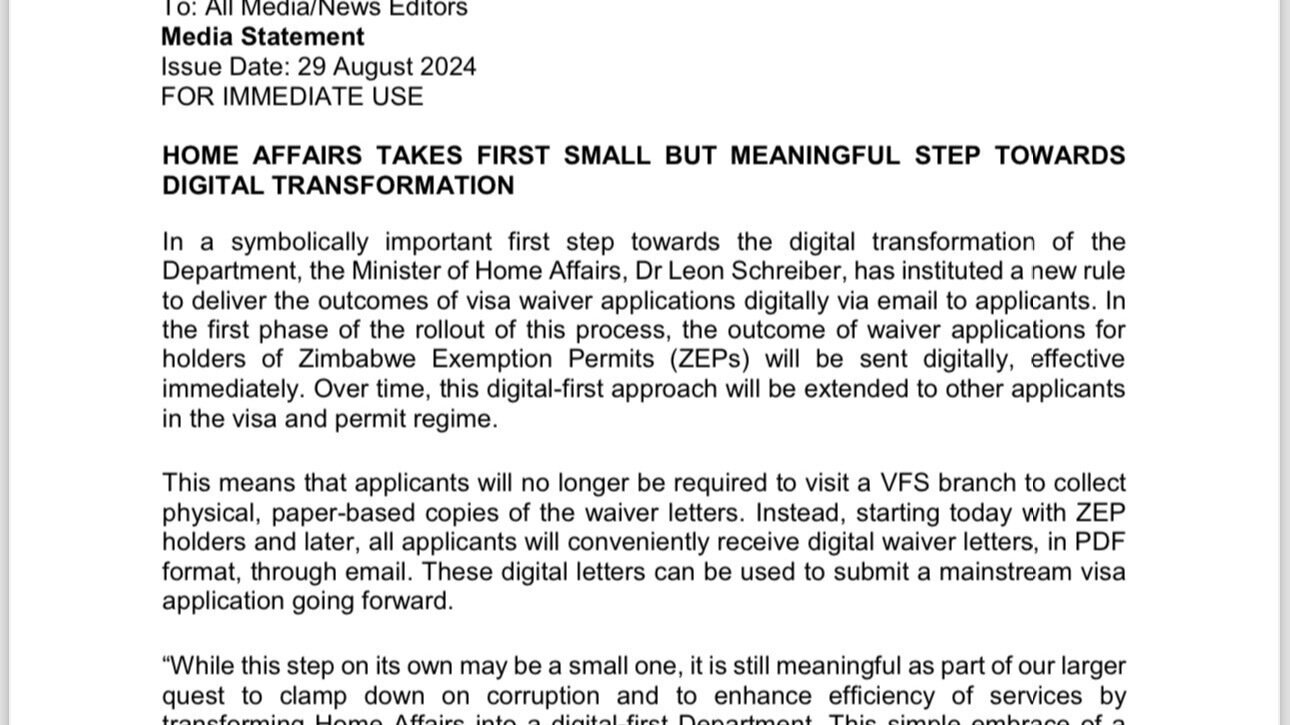 Petition update · Dept of Home Affairs rolling out digital delivery ...