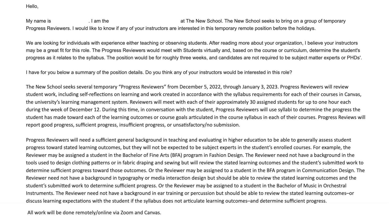 Petition · New School: Say No to Temporary Progress Reviewers, Pass All ...