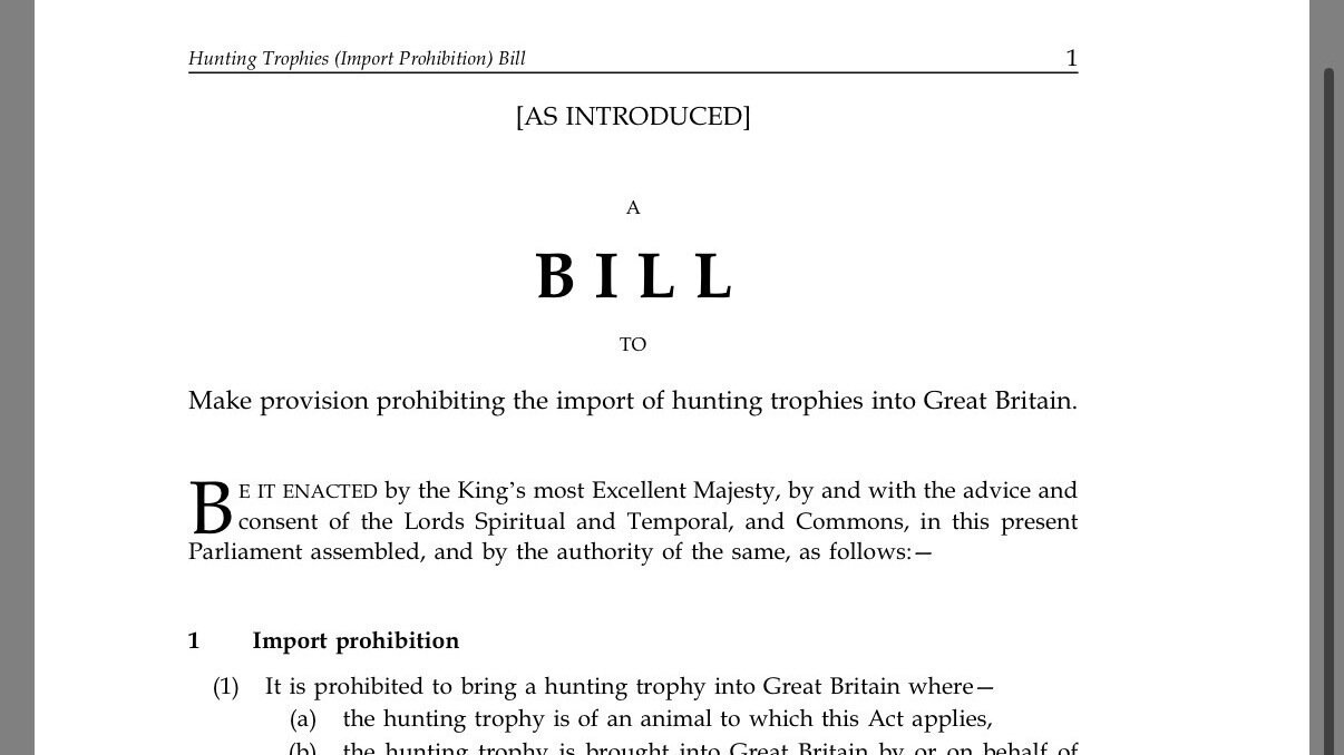 Petition · Drop Bill 47 2024-25 banning the import of Trophies of Annex ...