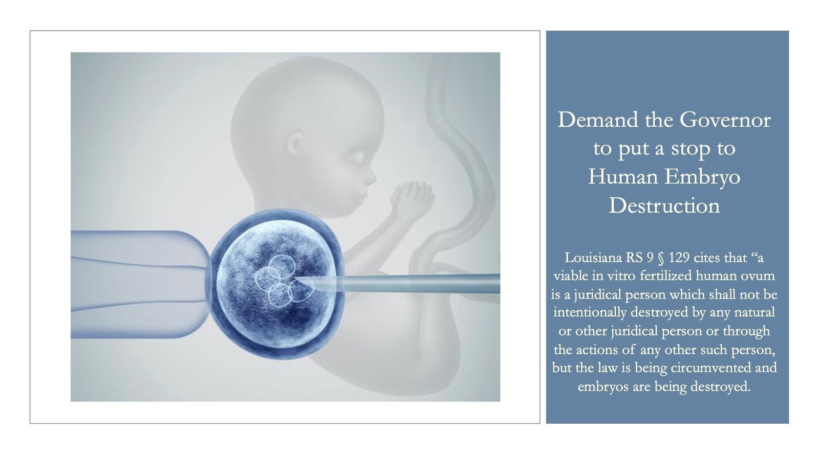 Petition · Save the Human Embryo from Destruction - United States ...